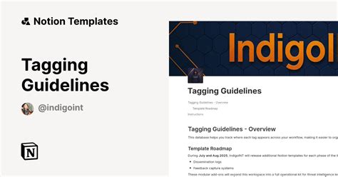 Tagging Guidelines Template By Indigoint Notion Marketplace