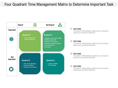 Four Quadrants Of Time Management Matrix Powerpoint Slides Diagrams