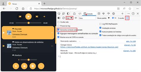 Referência De Funcionalidades Da Consola Microsoft Edge Developer