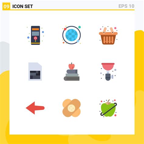 9 Universal Flat Colors Set For Web And Mobile Applications Science Books Basket Apple Sim