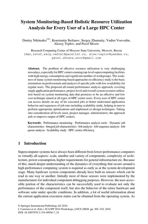 Pdf System Monitoring Based Holistic Resource Utilization Analysis