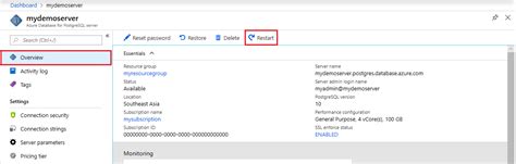 Reiniciar Servidor Portal Do Azure Banco De Dados Do Azure Para