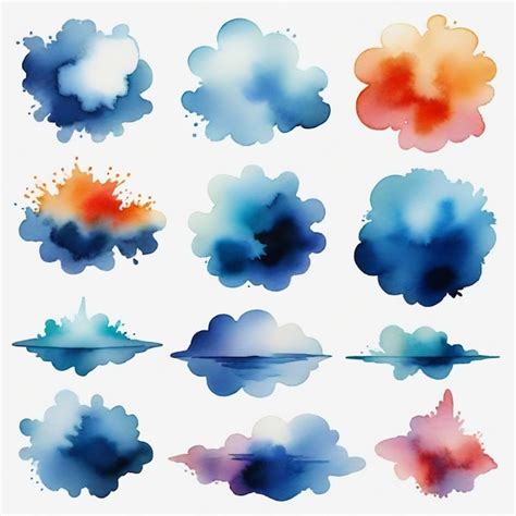 A Collection Of Clouds And Clouds With The Word Cloud On Them Premium AI Generated Vector