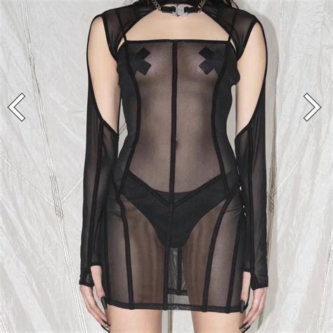Synth Cutout Mesh Mini Dress From Darker Wavs Sold Depop