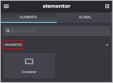 How To Mark Widgets As Favorite In Elementor