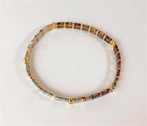 Tila Bead Stretch Bracelet Miyuki Glass Beads Chic Boho Etsy