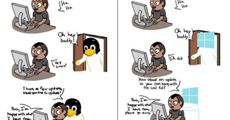 Windows Updates Vs Linux Updates A Cartoon Techeia