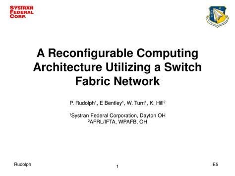 Ppt A Reconfigurable Computing Architecture Utilizing A Switch Fabric