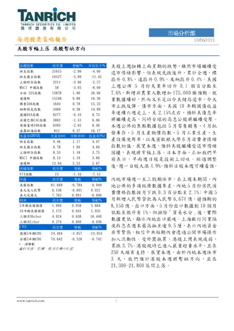 每周股票策略报告：美股窄幅上落港股暂缺方向