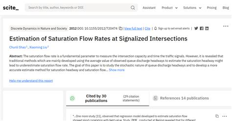 Estimation Of Saturation Flow Rates At Signalized Intersections [scite Report]