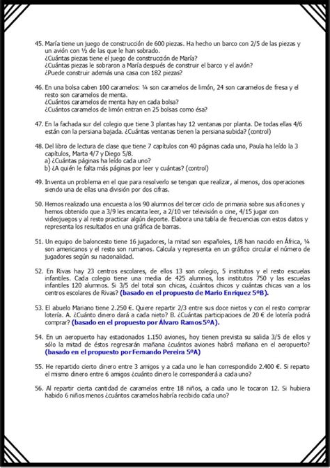 Colección De Más De 125 Problemas Matemáticos Para 5º De Primaria