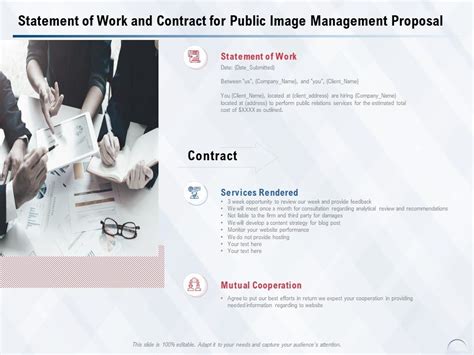 Statement Of Work And Contract For Public Image Management Proposal Ppt Pow