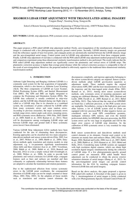 Pdf Rigorous Lidar Strip Adjustment With Triangulated Aerial Imagery