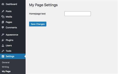 custom option pages in wordpress