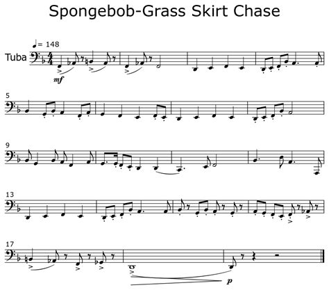 Spongebob Grass Skirt Chase Sheet Music For Tuba