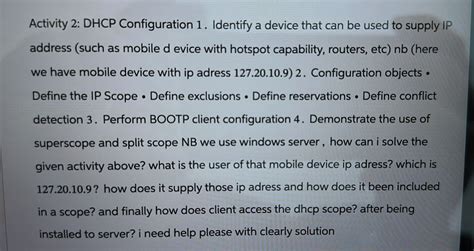 Solved Activity 2 Dhcp Configuration 1 ﻿identify A Device