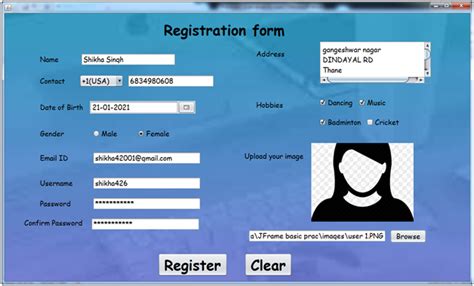 Github Shikha Java Netbeans Drag And Drop Example Registration Form