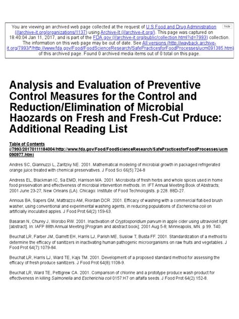 Safe Practices For Food Processes Analysis And Evaluation Of