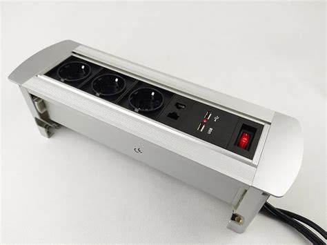 EU Socket 3 Bit Power Desktop Socket Hidden Manual Rotation