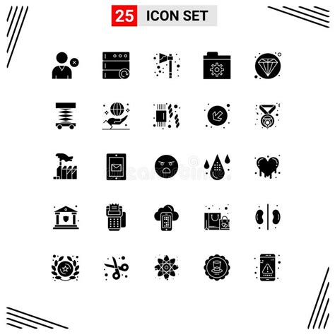 25 thematic vector solid glyphs and editable symbols of develop