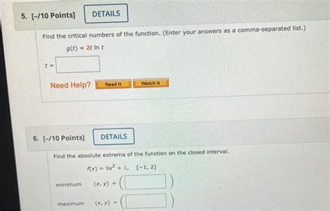 Solved Find The Critical Numbers Of The Function Enter