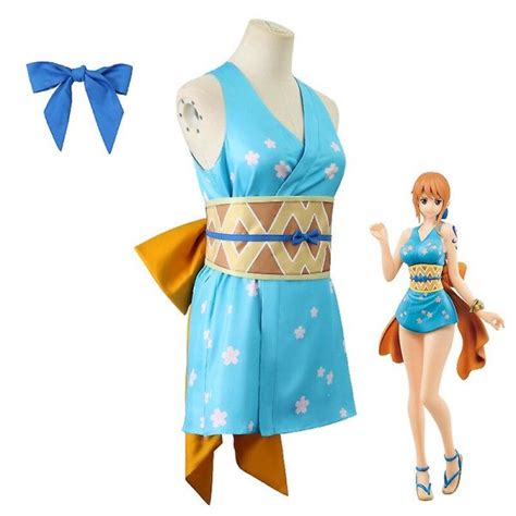 Anime One Piece Nami Cosplay Kostym Topp Sexig Klänning Kjol Bälte
