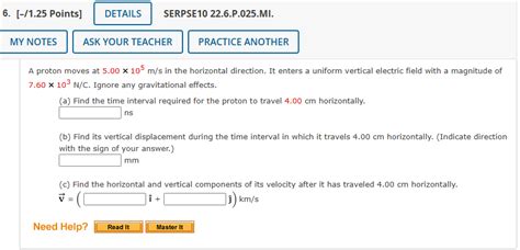 Solved A Proton Moves At 5 00×105 M S In The Horizontal