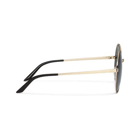 Prada Round Sunglasses Opaque Black Pale Gold Prada Collection