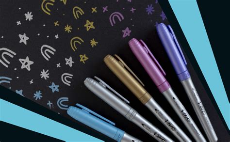 BIC Marking Metallic Colours Permanent Markers Medium Bullet Tip Pens Gold And Silver Colours