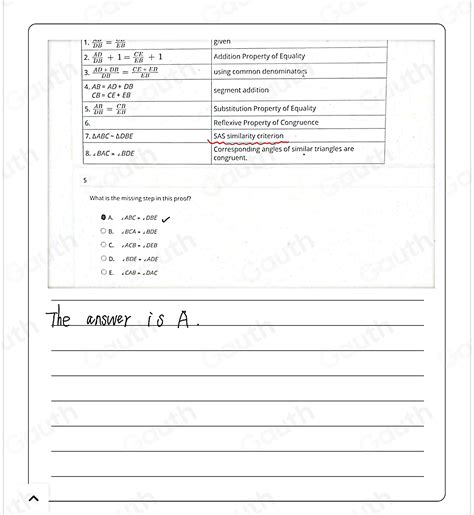 Solved 1 AD DB Frac EB Given 5 What Is The Missing Step In This