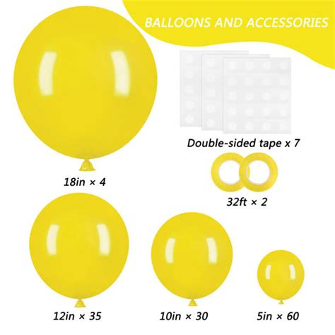 GetUSCart RUBFAC 129pcs Yellow Balloons Different Sizes 18 12 10 5