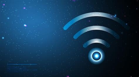무선 네트워크 기호 Wifi 연결 점 및 선 벡터 그림에서 어두운 파란색 배경에 미래 지향적인 디자인에서 추상 낮은 폴리 와이어 프레임 메쉬 디자인 무료 벡터