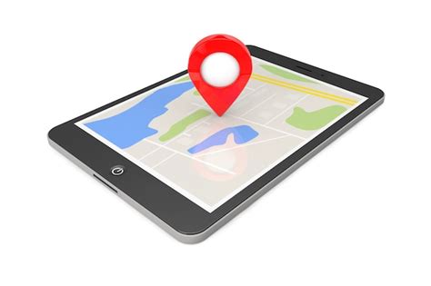 Navegación a través de tablet pc puntero de ubicación en tablet pc con mapa sobre un fondo