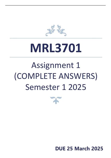 Mrl3701 Assignment 1 Complete Answers Semester 1 2025 Due 25 March 2025 Mrl3701 Stuvia Sa