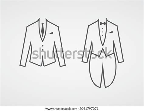 Vector Illustration Suit Tailcoat Line Icons Stock Vector Royalty Free