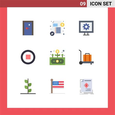 9 Universal Flat Colors Set For Web And Mobile Applications Finance Business Control Stop Media