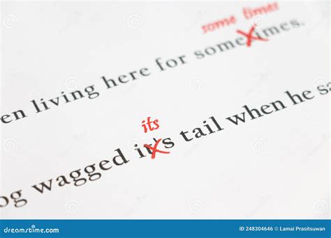 English Sentences With Red Mark Of Its Grammar Error Stock Photo Image Of English Manuscript