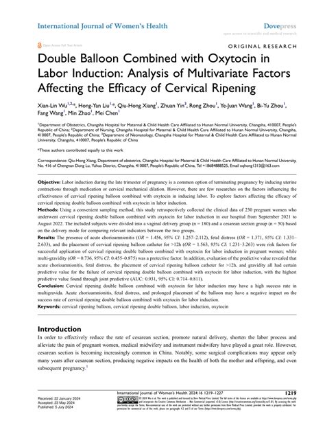 Pdf Double Balloon Combined With Oxytocin In Labor Induction