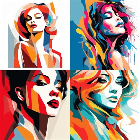 Premium Ai Image Fashion Girl Flat Geometric Shapes Flat Design Abstract Clean Lines Illustration