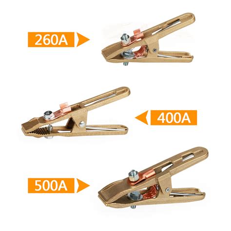 황동 A 모양 접지 용접 어스 클램프 260a 400a 500a 아르곤 아크 용접 기계 접지 클램프 용접기 전극 홀더 클립