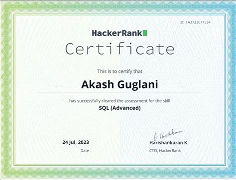 Akash Guglani On Linkedin Hackerrankcertified Hackerrank Sql Mysql