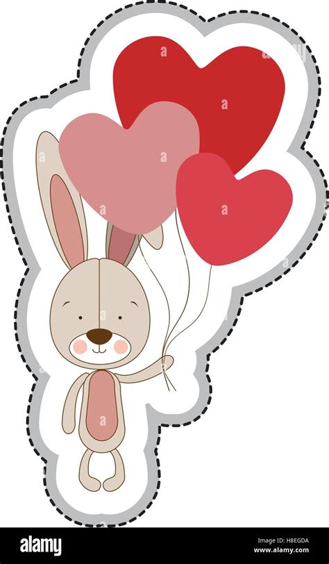 Kaninchen Oder Hase Mit Ballons Symbol Bild Vektor Illustration Design Stock Vektorgrafik Alamy