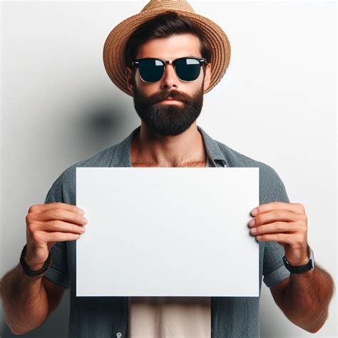 Premium Photo A Smiling Man Holding A Sign