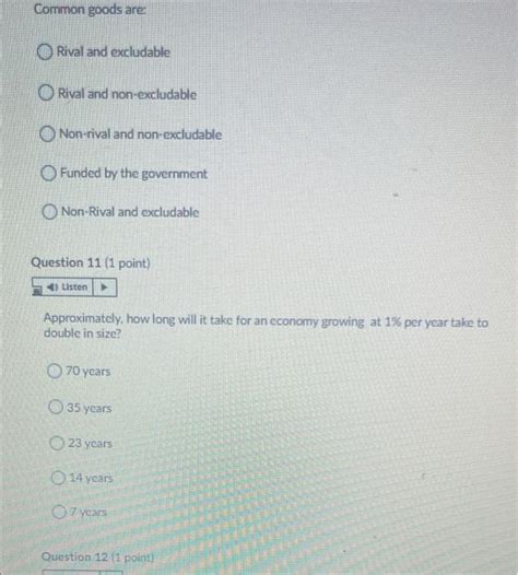 Solved Common Goods Are Rival And Excludable O Rival And