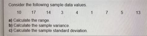 Solved Consider The Following Sample Data Values Chegg