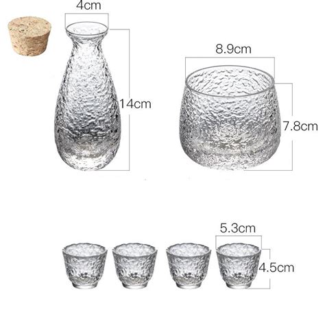 Glass Sake Set With Warmer Japanese Whisky Bottle And Cups Sake Oni