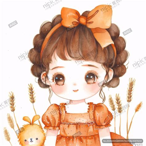 ai创作图卡通麻花辫小女孩 甜美小女孩插画 麻花辫女孩插画 卡通包子头小姐姐 卡通杂粮女孩 辫子女孩卡通可爱 可爱小女孩插画 小女孩头像插画