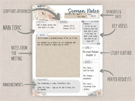Sermon Notes For Happy Planner Church Meeting Notes Beginner Bible