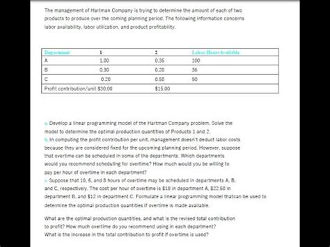 The Management Of Hartman Company Is Trying To Determine The Amount Of