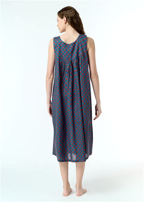 Womens Summer Nightie Arabella Nightie Blue And Burgundy Floral By Pj